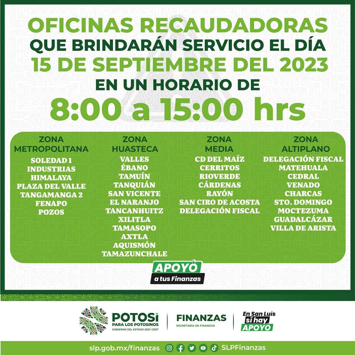 SEFIN brindará servicio en 35 recaudadoras del estado este 15 de ...